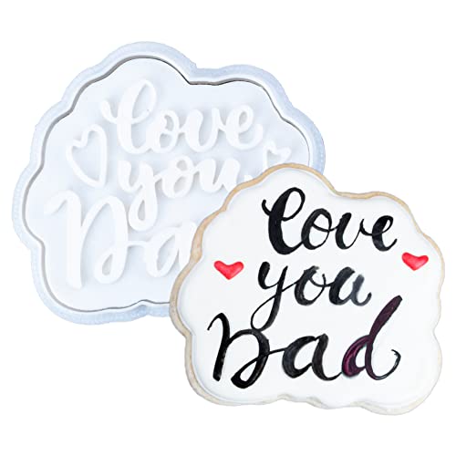 Flycalf Father Cookie Cutters with Plunger Stamps Hardware Love Dad Tools Letter Baking Detailed Kitchen Cake Decor Plastic 3.5" Cutter Molds Gifts