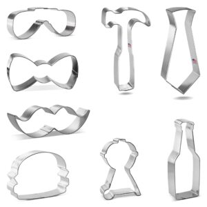 Fathers Day Cookie Cutter Set 8 Pc - Foose Cookie Cutters - USA Tin Plated Steel