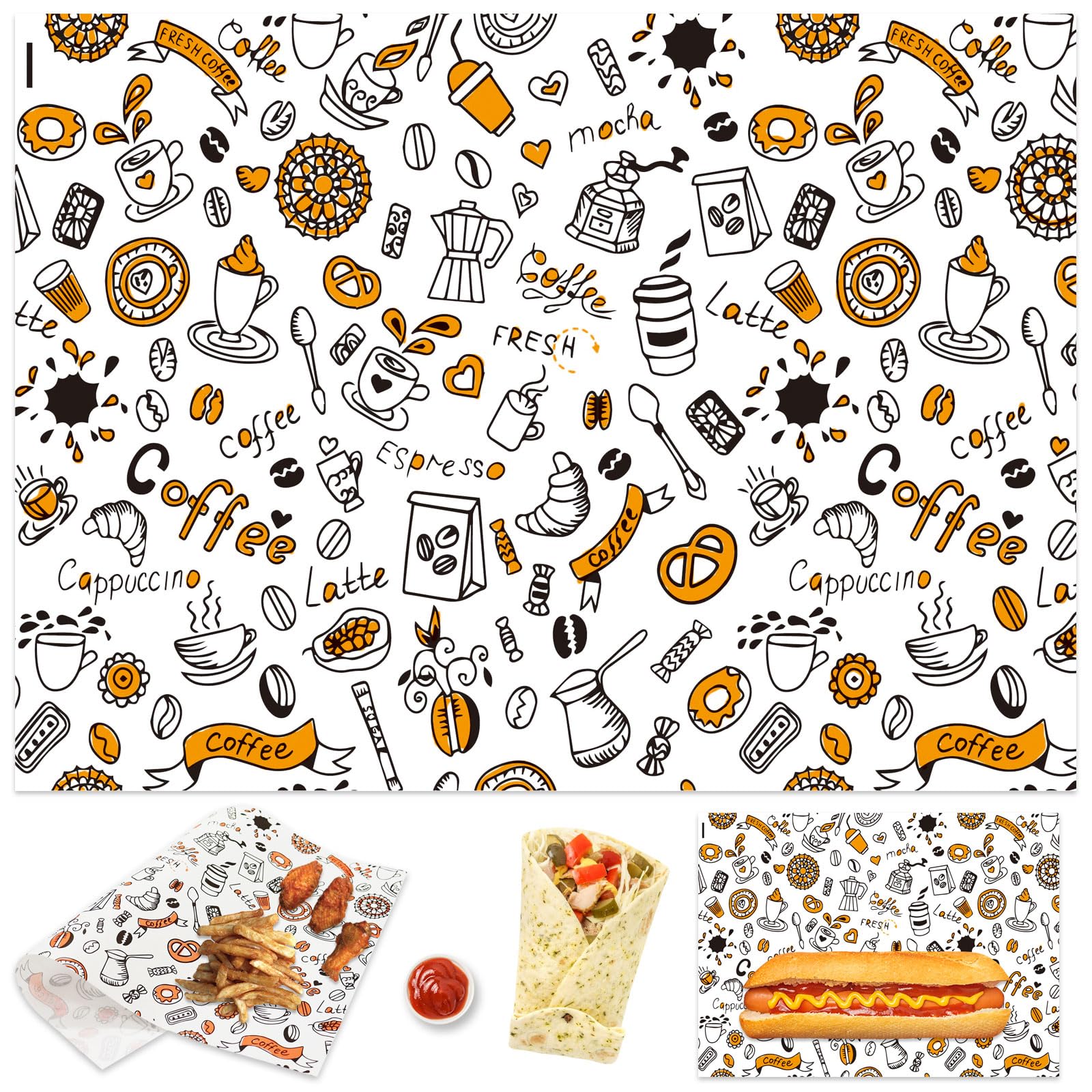 200pcs Deli Paper Sheets 10" x 14", Premium Food Basket Liners, Grease Resistant Wax Paper Sheets for Food, Sandwich Wrapping Paper for Home, Picnic, Tray, Wrap, Burger and Burrito