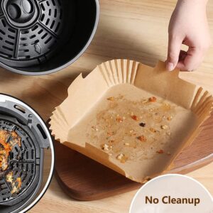 Air Fryer Disposable Paper Liner，100pcs Airfryer Parchment Paper Liners Square Non-stick 8inch Baking Paper for Air Fryer 5-8QT