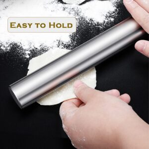 Stainless Steel Rolling Pin, Nonstick Rolling Pin for Baking Fondant, Pizza, Pie, Pastry, Pasta, Dough, Cookies