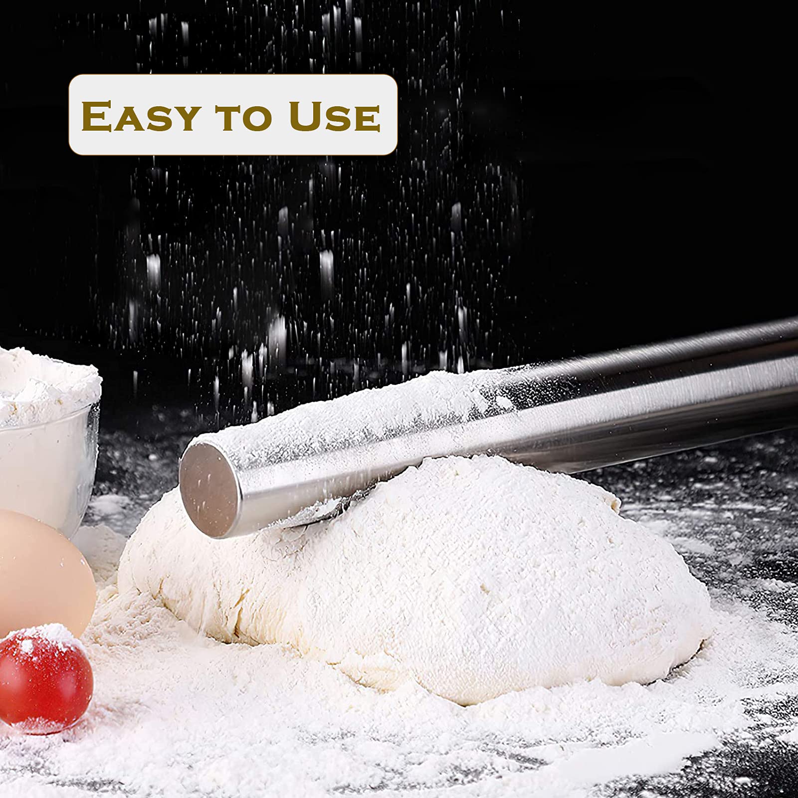 Stainless Steel Rolling Pin, Nonstick Rolling Pin for Baking Fondant, Pizza, Pie, Pastry, Pasta, Dough, Cookies