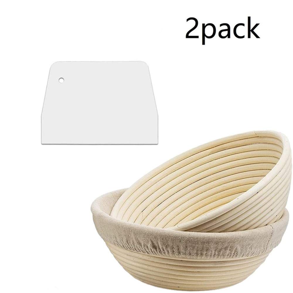 12 Inch Banneton Bread Proofing Basket Set - French Style Artisan Sourdough Bread Bakery Basket Brotform Cloth Liner Included - 100% natural rattan