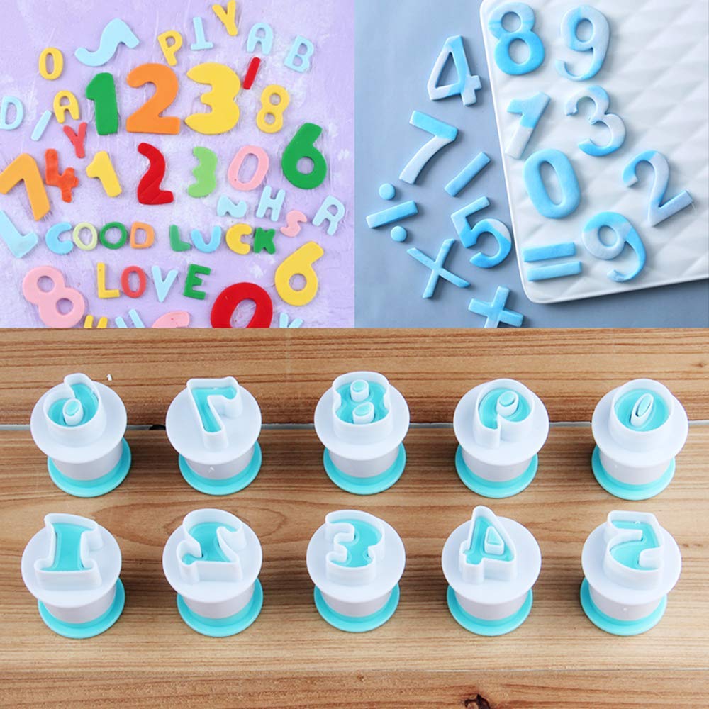 Alphabet Letter Numbers Cake Mould Set, BENBO 36 Pieces Fondant Cake Sugar Craft Cookies Stamp Impress Embosser Plunger Cookie Cutter Mold Biscuit Decorating Tools