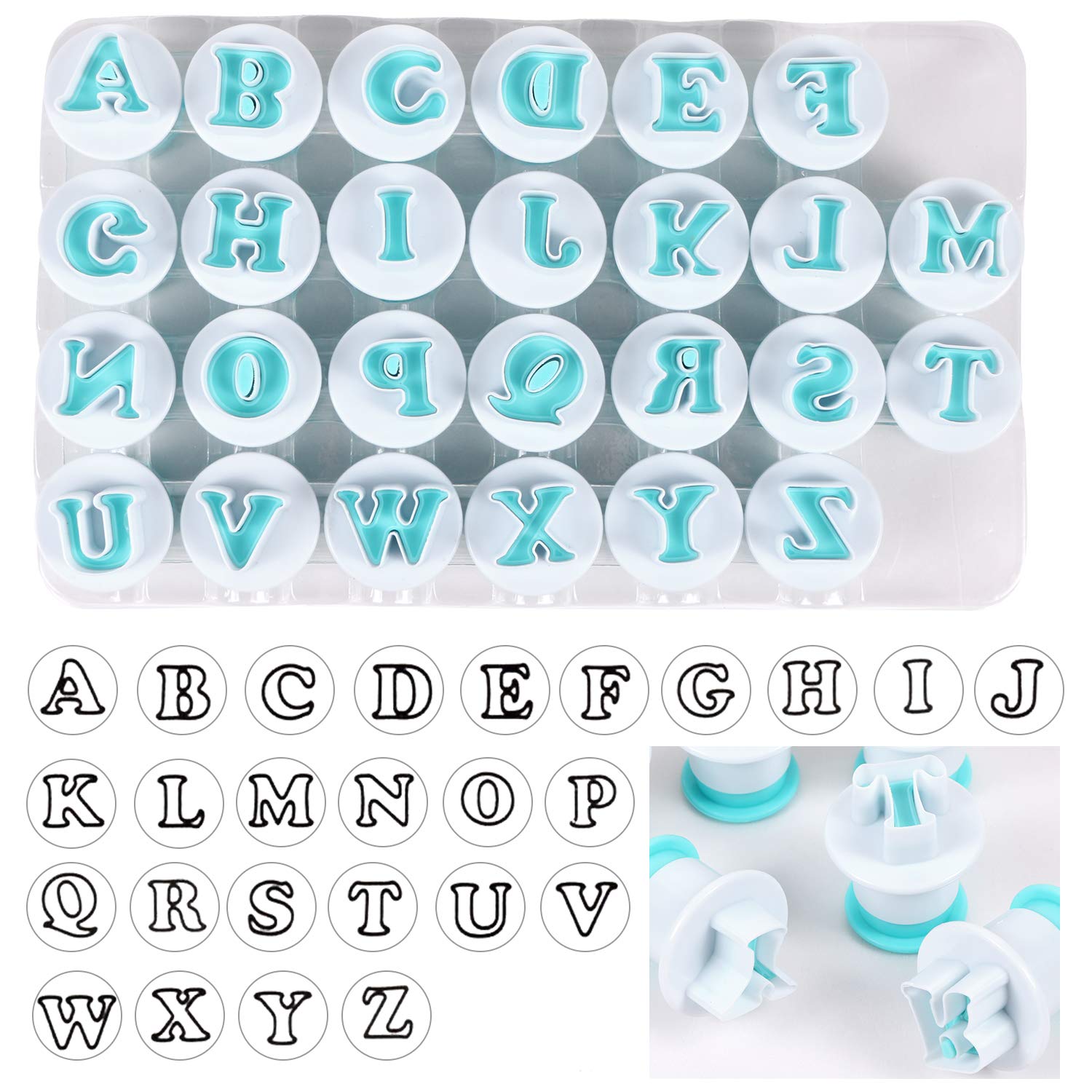 Alphabet Letter Numbers Cake Mould Set, BENBO 36 Pieces Fondant Cake Sugar Craft Cookies Stamp Impress Embosser Plunger Cookie Cutter Mold Biscuit Decorating Tools