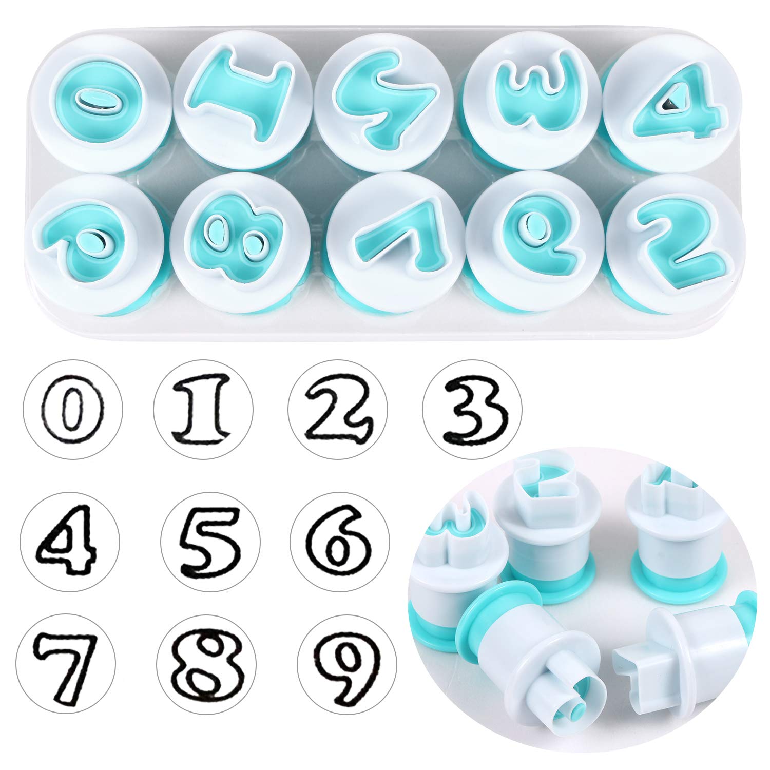 Alphabet Letter Numbers Cake Mould Set, BENBO 36 Pieces Fondant Cake Sugar Craft Cookies Stamp Impress Embosser Plunger Cookie Cutter Mold Biscuit Decorating Tools