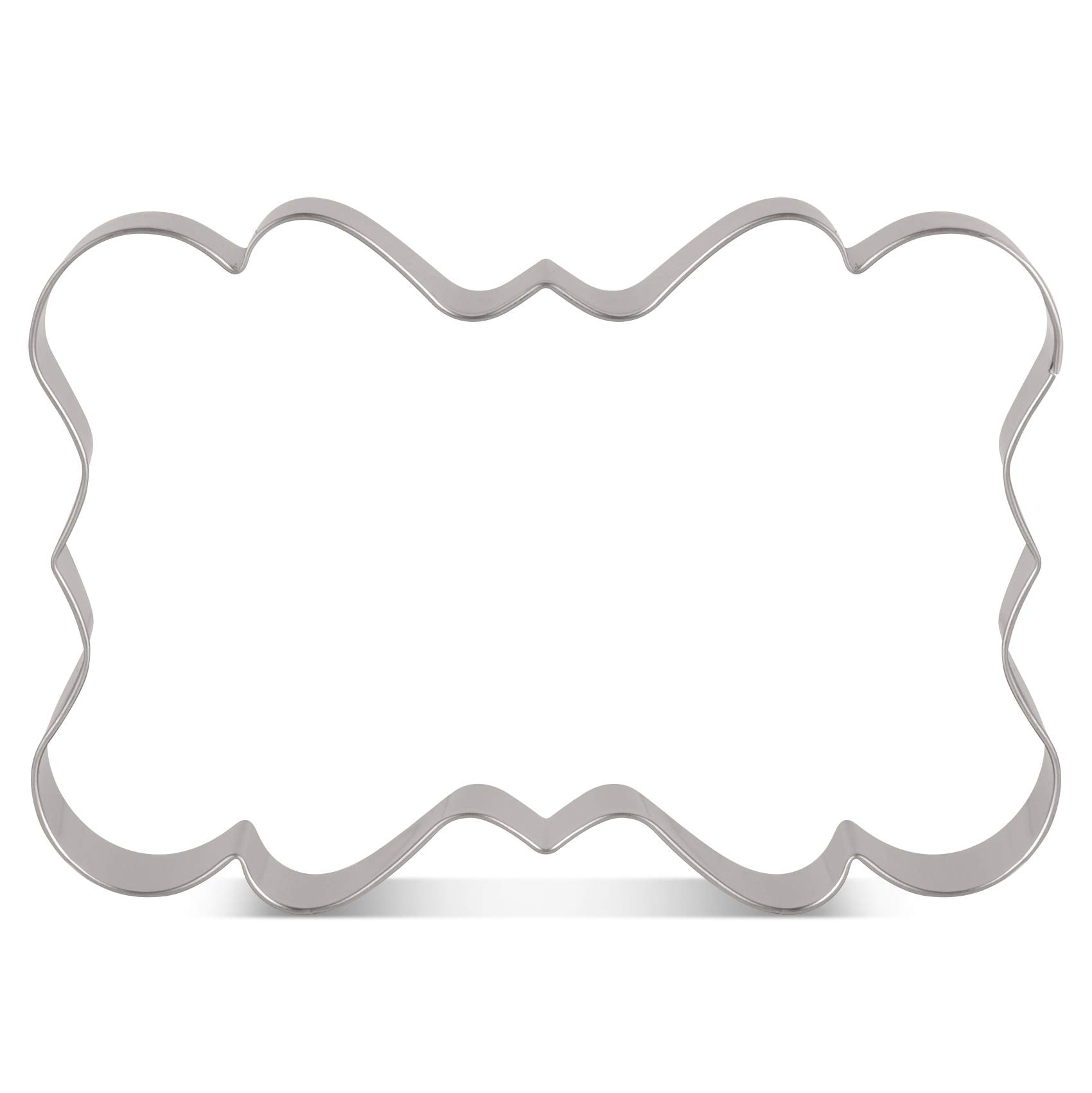 LILIAO Large Rectangle Fancy Plaque Cookie Cutter Frame Sandwich Fondant Biscuit Cutter - 5 x 3.6 inches - Stainless Steel - by Janka