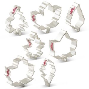 liliao leaf cookie cutter set - 7 pieces - maple leaf, rose leaf, ivy leaf, oak leaf - stainless steel