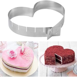 YYYFEI Multipurpose Round Steel Ring，Cake Mold Ring, Adjustable Cake Mold Ring for Baking, Premium Quality Functional Baking Gifts (Heart-shaped)