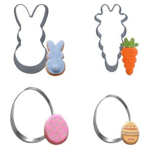 bonropin large 4pcs bunny rabbit cookie cutters set with bunny,carrot,large egg,middle egg.