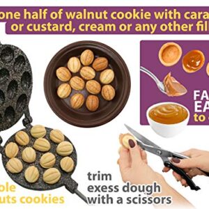 Walnut Cookie Maker 12 halves non-stick coating granite stone Cookies Pastry