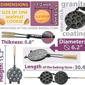 Walnut Cookie Maker 12 halves non-stick coating granite stone Cookies Pastry