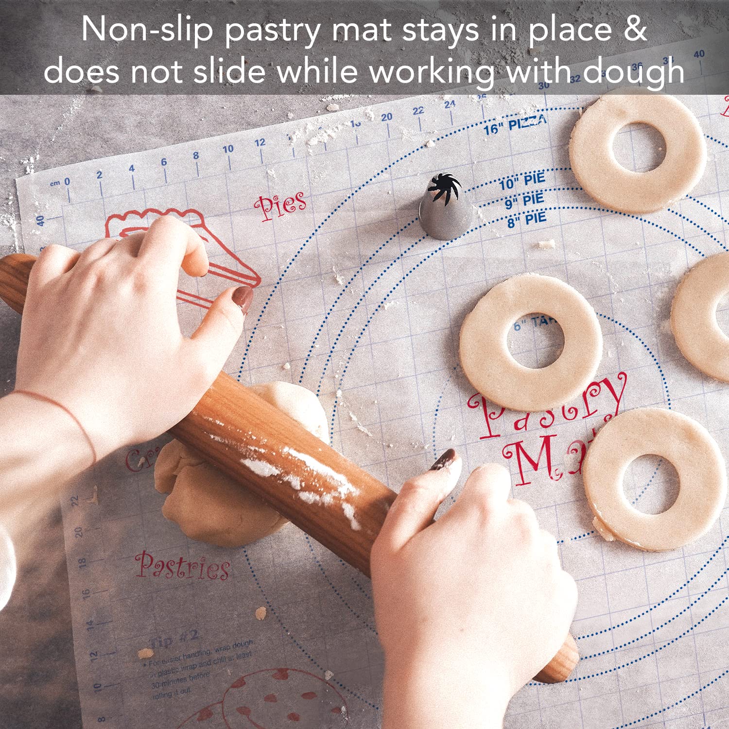 Cut N' Funnel Large Premium Flexible Plastic Pastry Mat 24" x 18" Made in the USA of BPA Free Flexible Plastic