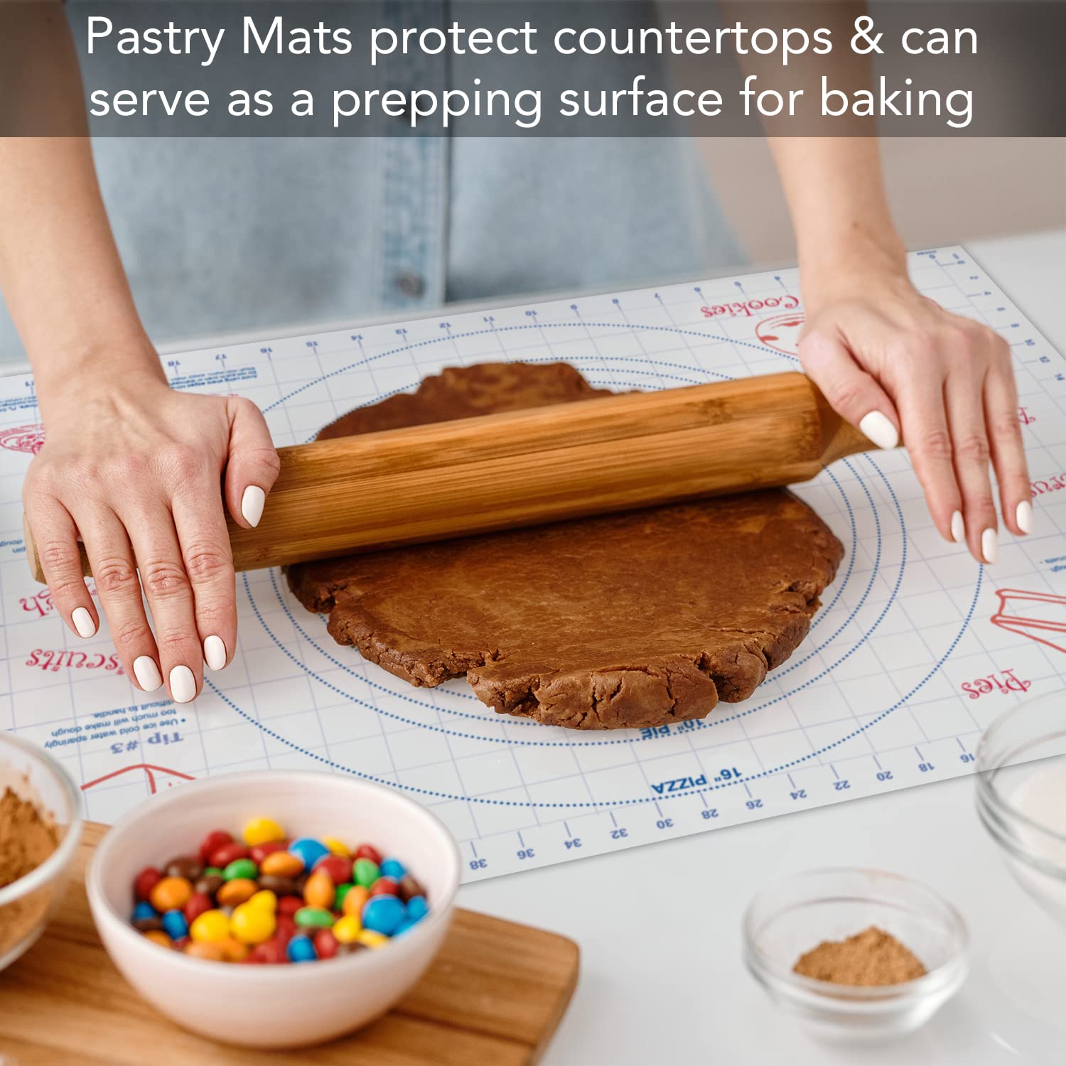 Cut N' Funnel Large Premium Flexible Plastic Pastry Mat 24" x 18" Made in the USA of BPA Free Flexible Plastic