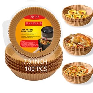 Disposable Air Frying Pan Paper 100 Pcs 7.9 Inch Non Stained for Microwave Oven Fryers Basket Frying Pan, Food Grade Microwave Baking Paper