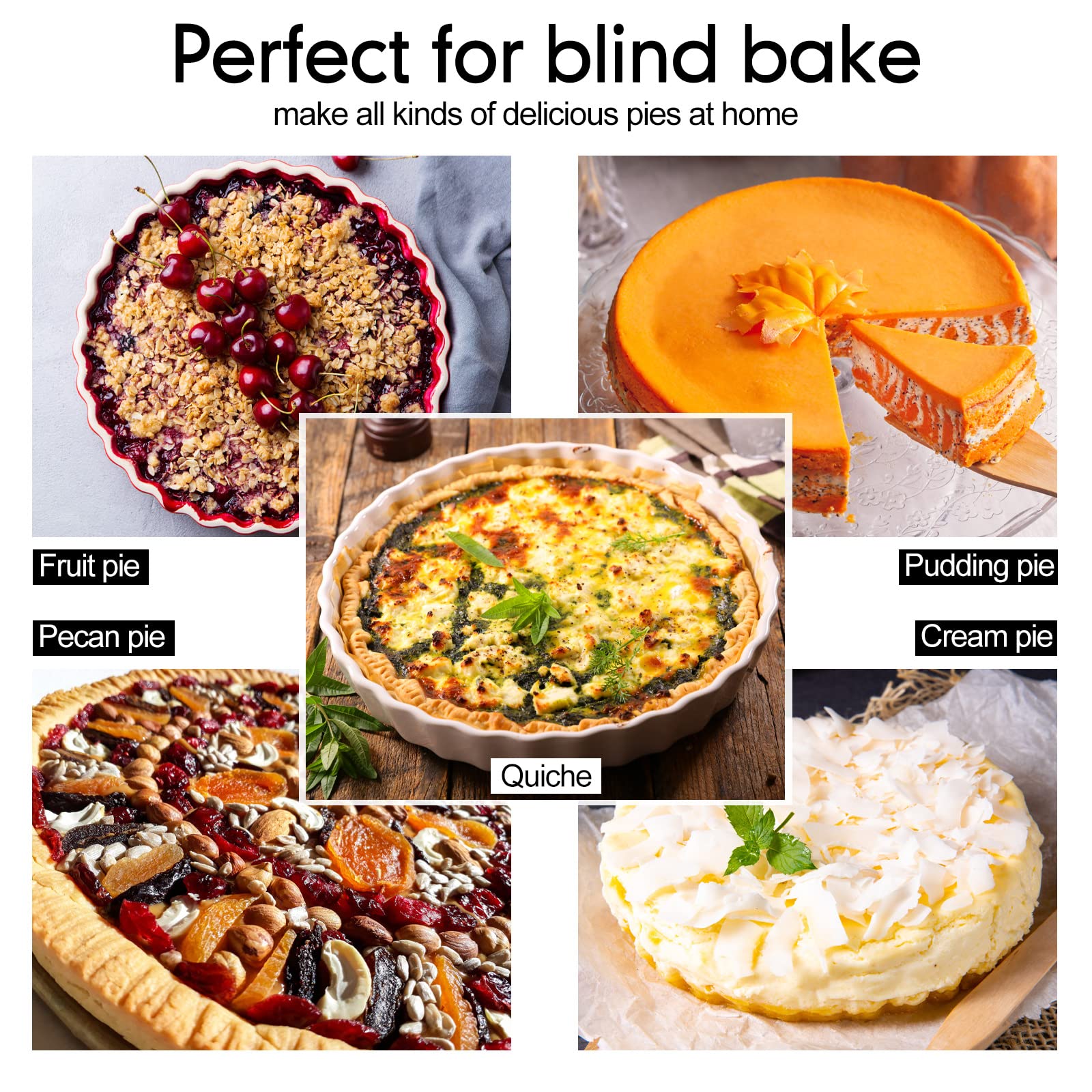 2 lb Pie Weights for Baking Ceramic Pie Crust Weights Blind Baking Beads with 50 Pcs Disposable Parchment Paper Pie Liner Fit 8,9,10 Inch Dish (Multi Color, 1 Pcs)