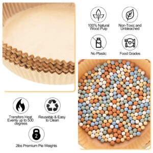 2 lb Pie Weights for Baking Ceramic Pie Crust Weights Blind Baking Beads with 50 Pcs Disposable Parchment Paper Pie Liner Fit 8,9,10 Inch Dish (Multi Color, 1 Pcs)