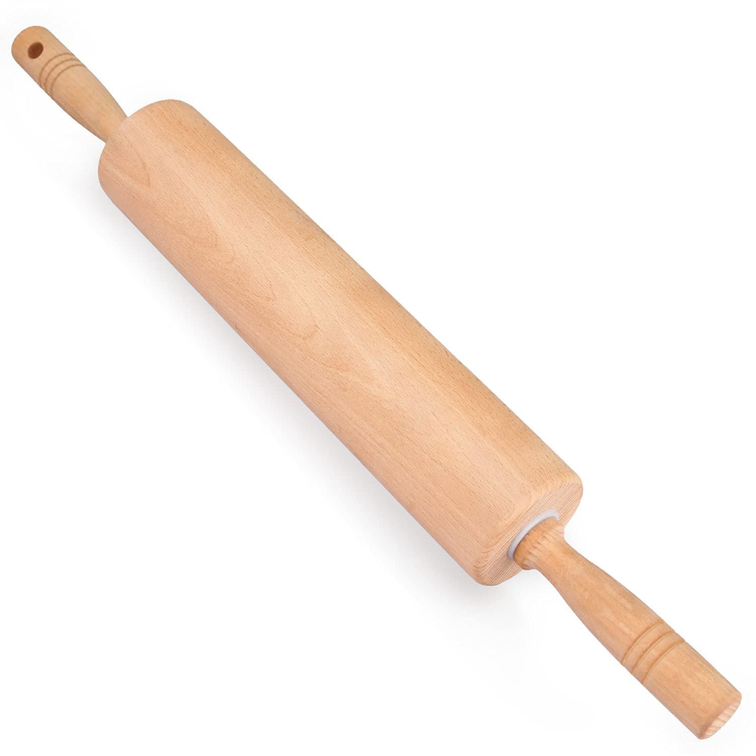 Classic Rolling Pin for Baking 18'' Long - Gifbera Beech Wood Dough Roller Pin with Handles for Bread Pastry Pizza Fondant Pie Crust