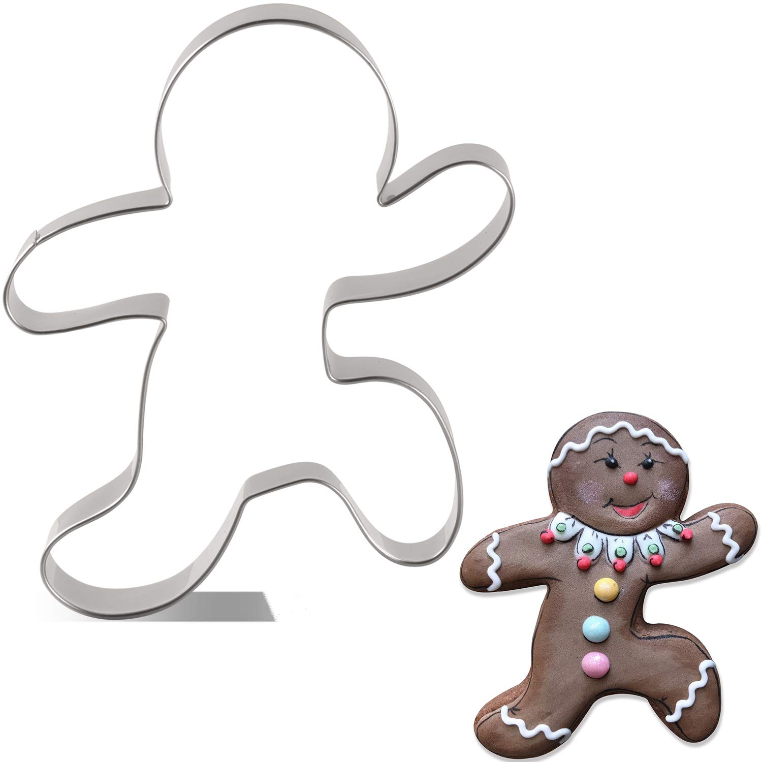 LILIAO Christmas Running Gingerbread Man Cookie Cutter - 3.6 x 4.2 inches - Stainless Steel