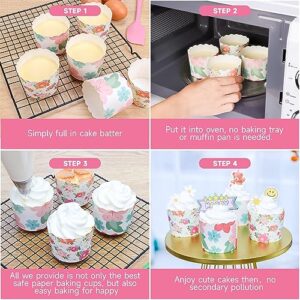 60pcs Paper Baking Cups 6 Oz Greaseproof Cupcake Muffin Cups Disposable Cupcake Wrappers For Birthday-Large (Pink Quadrafoil And Pink Vertical)