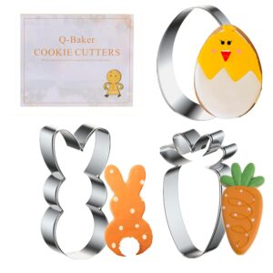 Easter Cookie Cutters, 3 Pieces Carrot Egg Bunny Rabbite Shapes Cookie Cutters Stain Steel Sets Holiday Themed Party Supplies