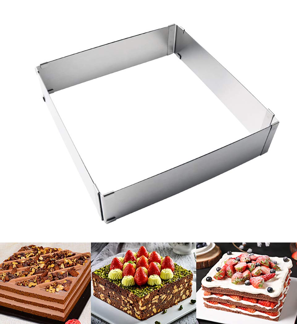 LI-GELISI 6~11inch Retractable Square Cake Mould Stainless Steel Pastry Rings Cake Mousse Ring