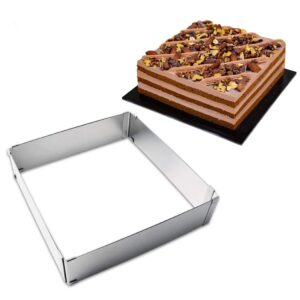 LI-GELISI 6~11inch Retractable Square Cake Mould Stainless Steel Pastry Rings Cake Mousse Ring