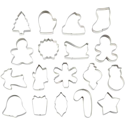 Wilton Holiday Shapes Metal Christmas Cookie Cutter Set, 18-Piece