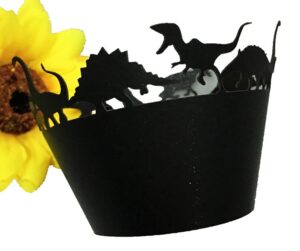 black dinosaur laser cut cupcake wrapper cup cake baking muffin 60pcs