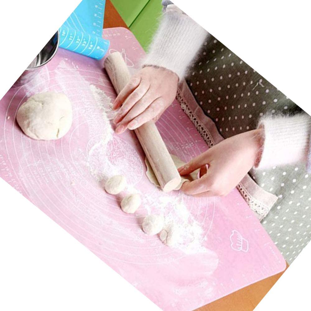 GCA Large baking silicone pad skid High temperature resistant,Pastry Fondant Silicone Work Rolling Baking Mat with Measurements (Pink 1)