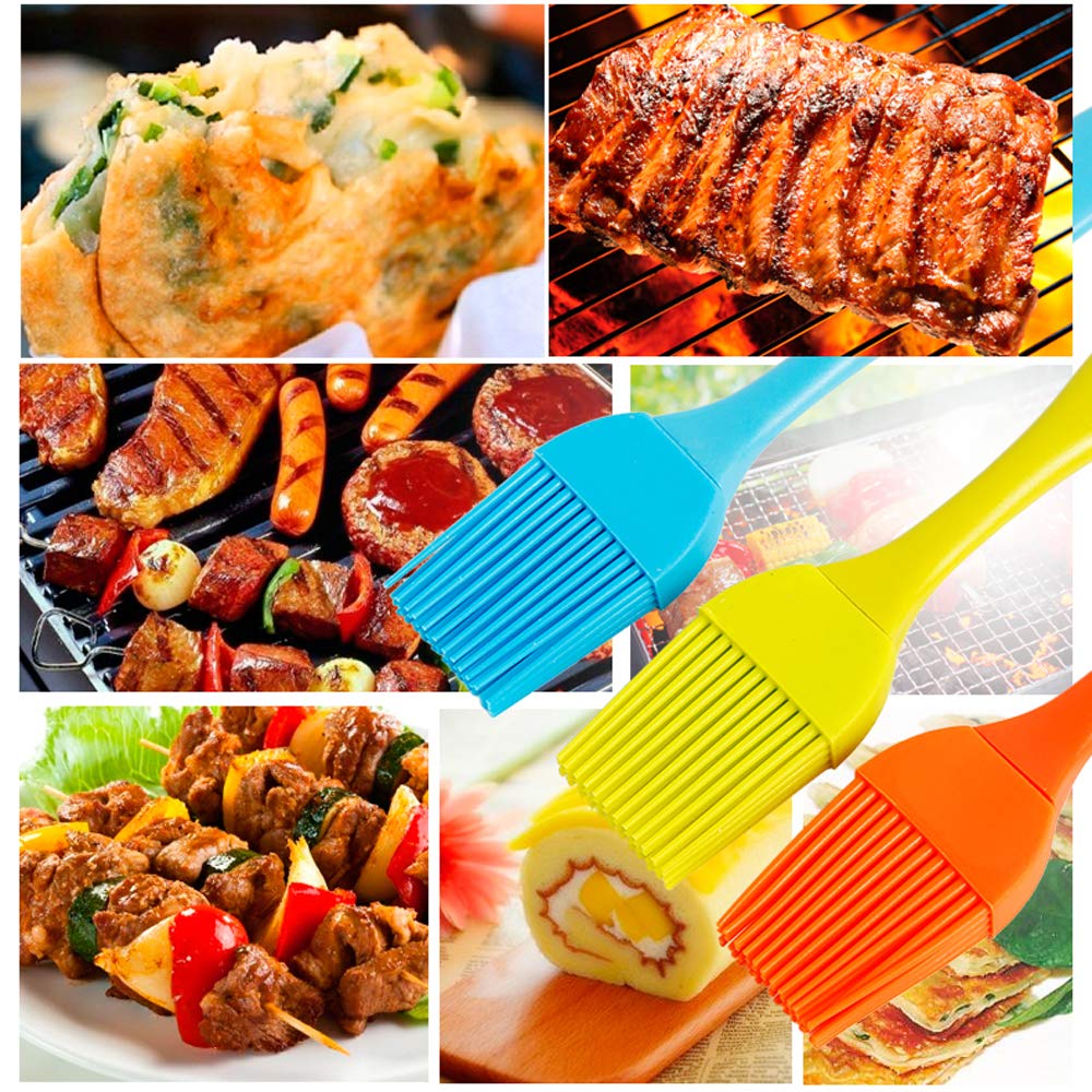 Basting Brush + Large Spatula Silicone Pastry Baking BBQ Sauce Marinade Meat Glazing Oil Brush Heat Resistant , Kitchen Cooking Baste Pastries Cakes Desserts, Dishwasher safe 4 Pack (Brush + Spatula)