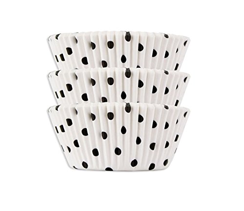 25 PC Set White with Black Polka Dot Cupcake Liners Muffin - Designer Cupcake Liners from Bakell