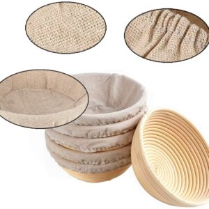 JZSMY 8Pack 8inch Round Sourdough Banneton Proofing Basket Covers, Natural Rattan, Cotton, 8 Pieces