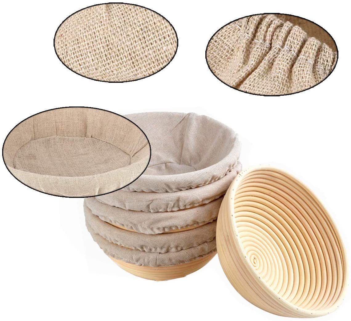 JZSMY 8Pack 8inch Round Sourdough Banneton Proofing Basket Covers, Natural Rattan, Cotton, 8 Pieces