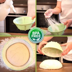 9 Inch Banneton Bread Proofing Basket - Plastic Banneton Sourdough Proofing Basket for Bakers - Anti stick Baskets for Bread Baking - Easy Removal of sticky dough