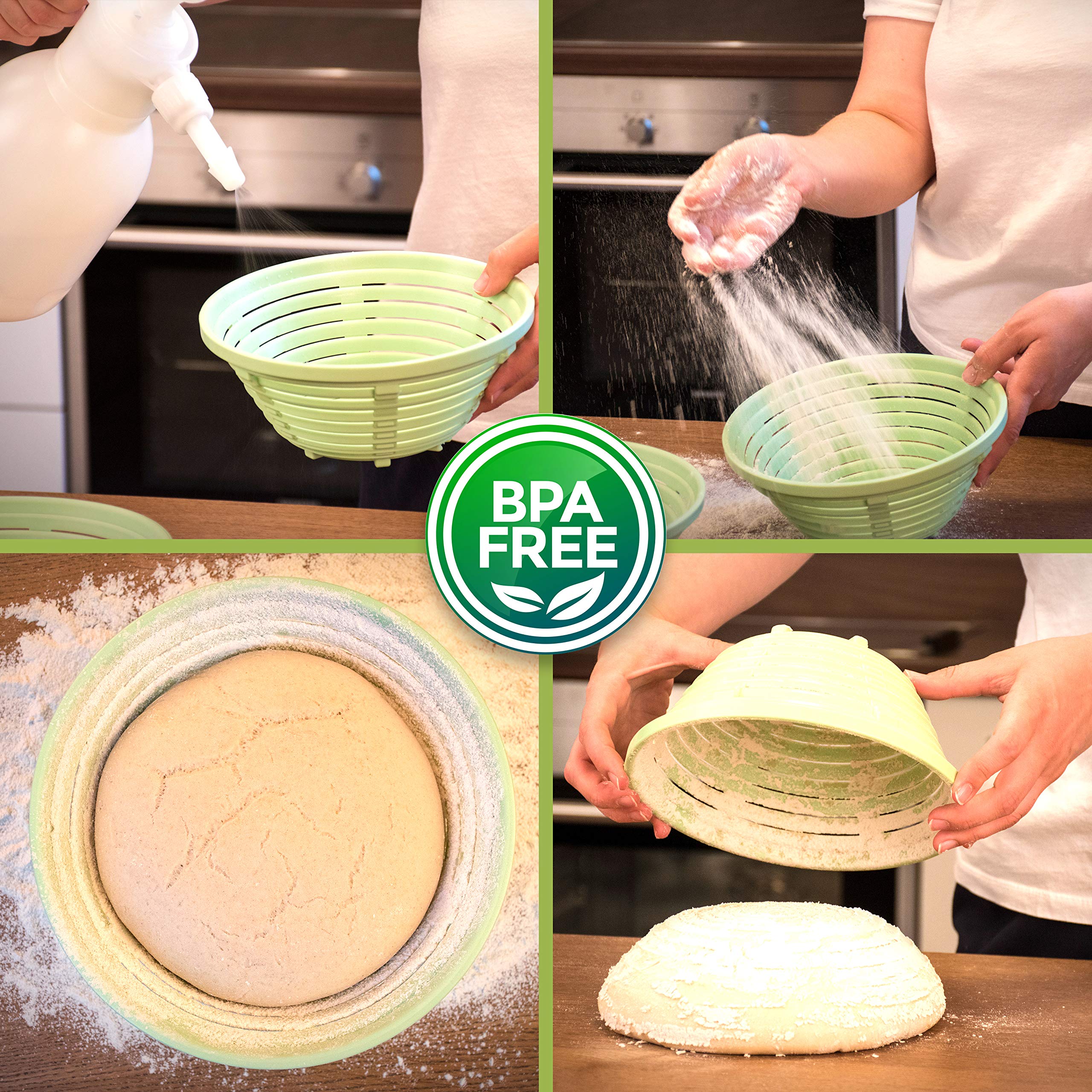 9 Inch Banneton Bread Proofing Basket - Plastic Banneton Sourdough Proofing Basket for Bakers - Anti stick Baskets for Bread Baking - Easy Removal of sticky dough