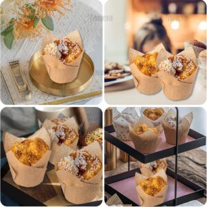 AUEAR, 150 Pack Tulip Cupcake Liners Baking Cups Grease-Proof Wrappers Muffin Paper Liner for Wedding Birthday Party Supply