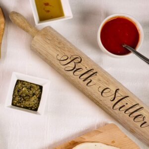 Custom Personalized Wood Rolling Pin - Engraved for Kitchen Home Chef Baking (Small - 6" x 1.25")