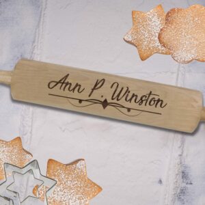 Custom Personalized Wood Rolling Pin - Engraved for Kitchen Home Chef Baking (Small - 6" x 1.25")