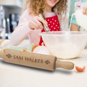 Custom Personalized Wood Rolling Pin - Engraved for Kitchen Home Chef Baking (Small - 6" x 1.25")