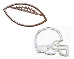 football and helmet team sport athletics game day set of 2 cookie cutters made in usa pr1540