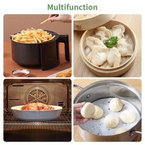 PROKITCHEN 200pcs Air Fryer Liners 8 inch (20.3cm) Round Bamboo Steamer Liners Premium Perforated Parchment Paper Sheets Non-stick Basket Mat for Air Fryers Steaming Baking Dumplings Cooking