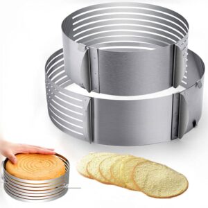 cake leveler cake slicer layer cake cutter slicer stainless steel adjustable big cake rings 7-layer cake 6-8 inch/9.5-12inch stainless steel cake slicer leveler mousse mould slicing cake