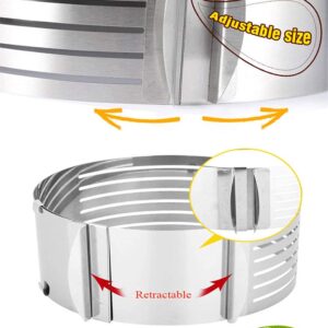 Cake Leveler Cake Slicer Layer Cake Cutter Slicer Stainless Steel Adjustable Big Cake Rings 7-Layer Cake 6-8 inch/9.5-12inch Stainless Steel Cake Slicer Leveler Mousse Mould Slicing Cake