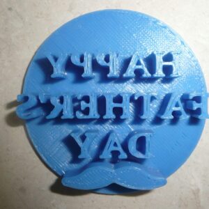 YNGLLC HAPPY FATHERS DAY WORDS WITH MUSTACHE BLOCK FONT COOKIE STAMP EMBOSSER BAKING TOOL 3D PRINTED MADE IN USA PR4196, Blue