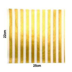 Suiwen 150 Women's Day Gold and White Striped Wax Paper Sheets, Food Picnic Paper, Greaseproof Paper,Waterproof Dry Hamburger Paper Liners Wrapping Tissue for Plastic Food Basket(Gold/White)