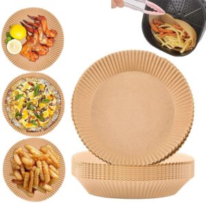 airfryer parchment paper l nordic unbleached liners 9 inch [50pcs] steamer sheets l non-stick basket mat for frying pans, crockpot, oven, baking, steaming made in norway