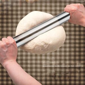 Hvanam Stainless Steel Rolling Pin Professional French Metal Dough Roller 15.75" Kitchen Baking Tools Supplies For Pizza,Pasta,Cake,Pastry,Ravioli,Fondant,Cookies