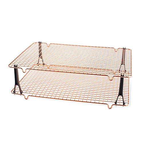 Nordic Ware Stackable Cooling 2 Copper Racks Plus 4 Snap-On Legs, 16.875 in × 11.5 in × 0.75 in