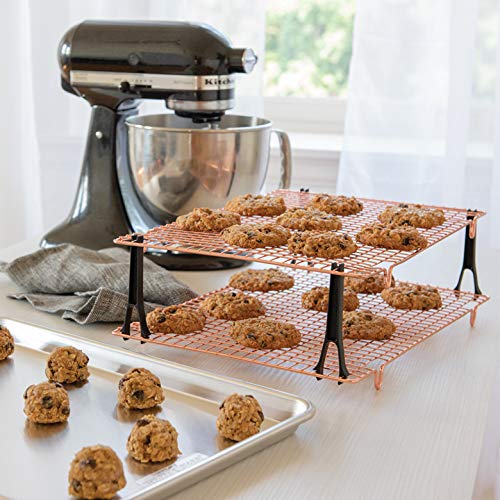 Nordic Ware Stackable Cooling 2 Copper Racks Plus 4 Snap-On Legs, 16.875 in × 11.5 in × 0.75 in